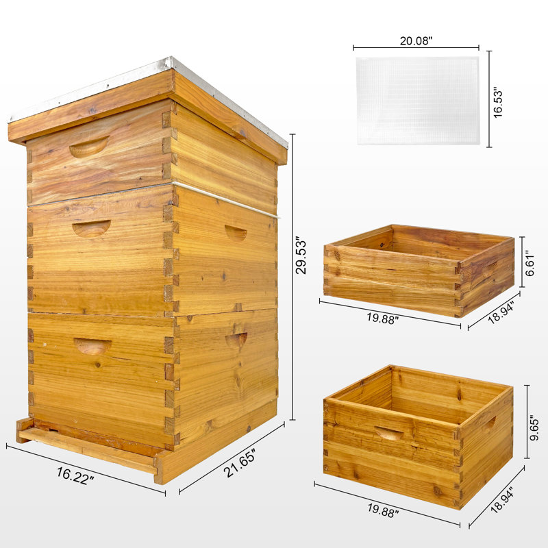 Millwood Pines 3 Layers Beehive Complete Box Kit Langstroth Beekeeping 2 Deep And 1 Medium | Wayfair
